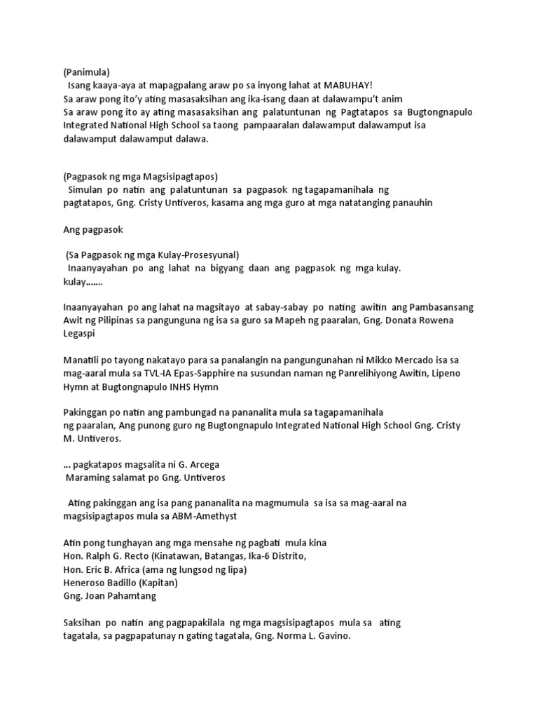 Grad Script Tagalog | PDF