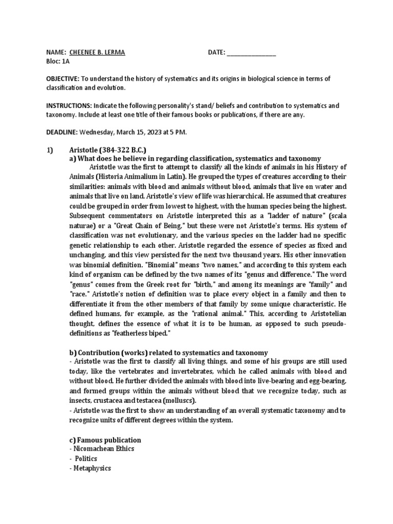 Systematics | PDF