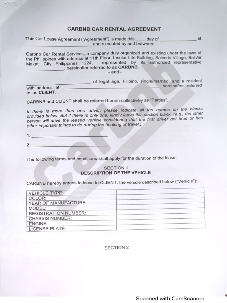 Car Rental Agreement | PDF