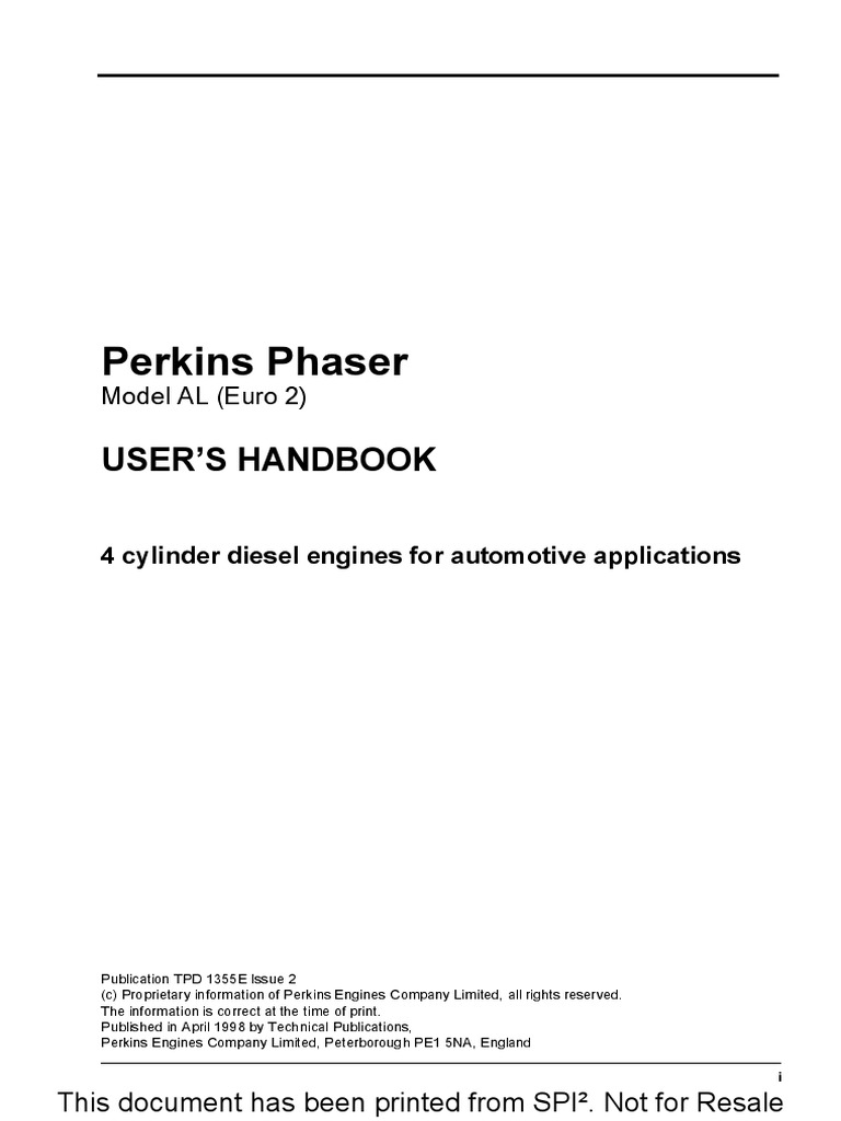 Perkins Manual Al | PDF | Diesel Engine | Pipe (Fluid Conveyance)