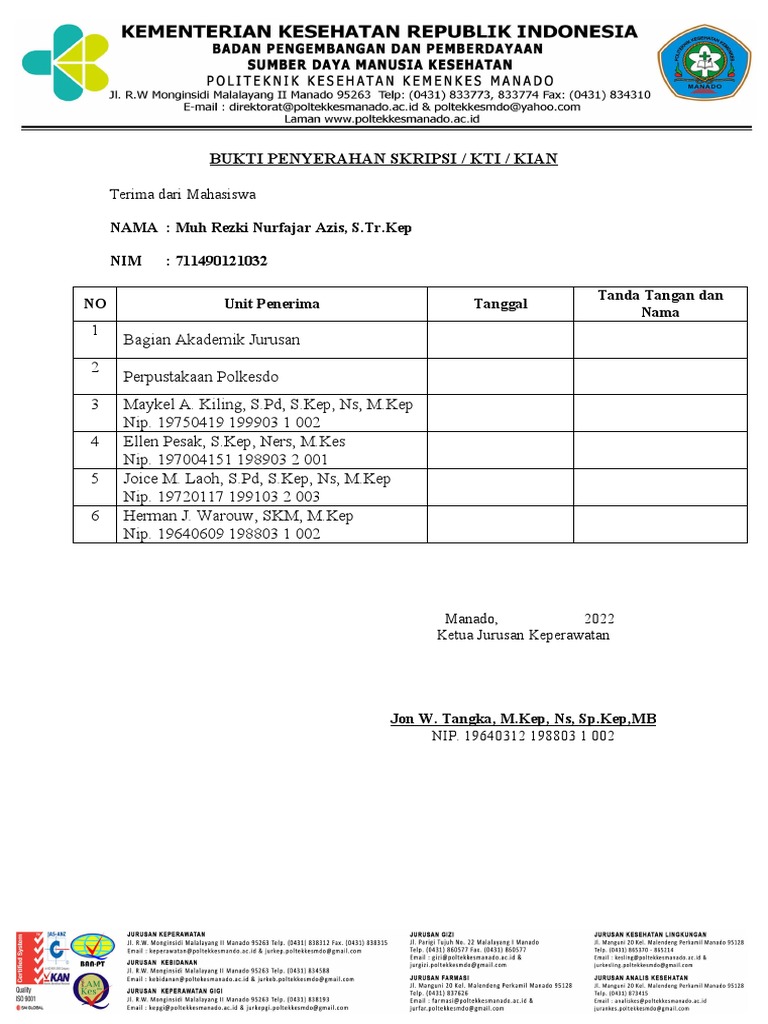 Bukti Penyerahan Skripsi - kti.KIAN-1 | PDF