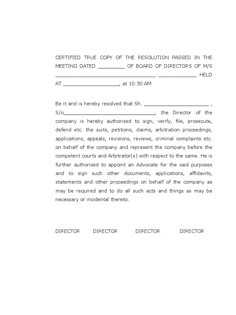 Board Resolution Sign Vakalatnama Format | PDF