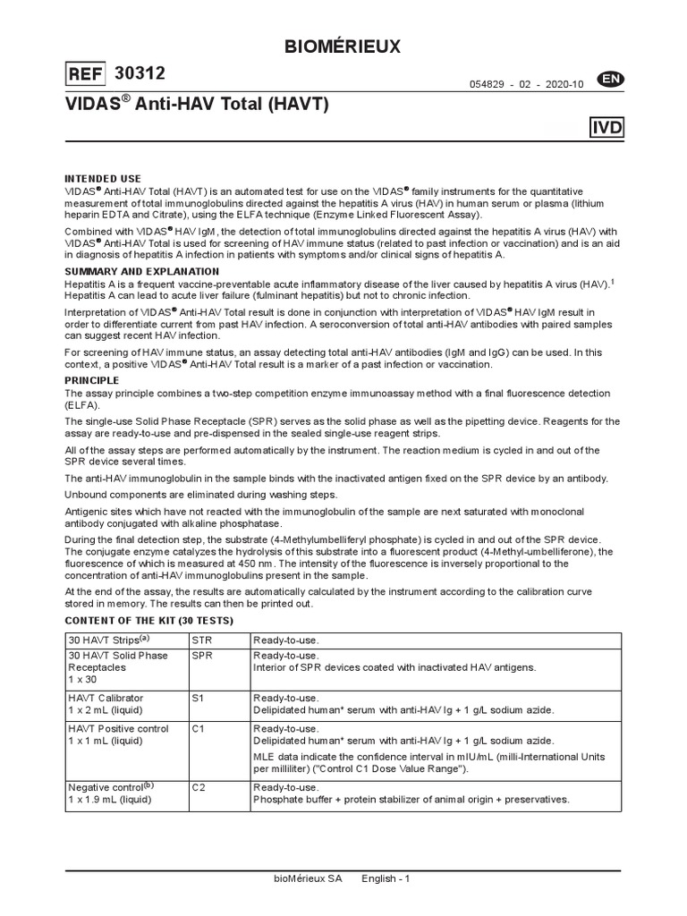 Vidas Anti-Hav Total | PDF | Hepatitis | Medical Specialties