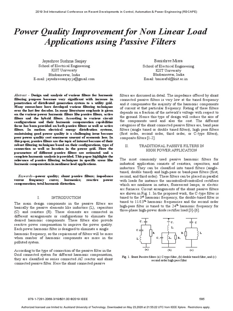 Power Quality Improvement For Non Linear Load | PDF Power Quality Improvement For Non Linear Load | PDF