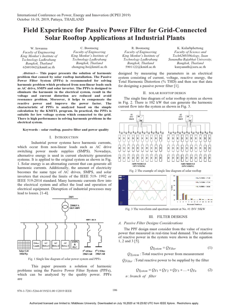 Passive Power Filter for Solar Harmonics | PDF | Ac Power | Power Inverter