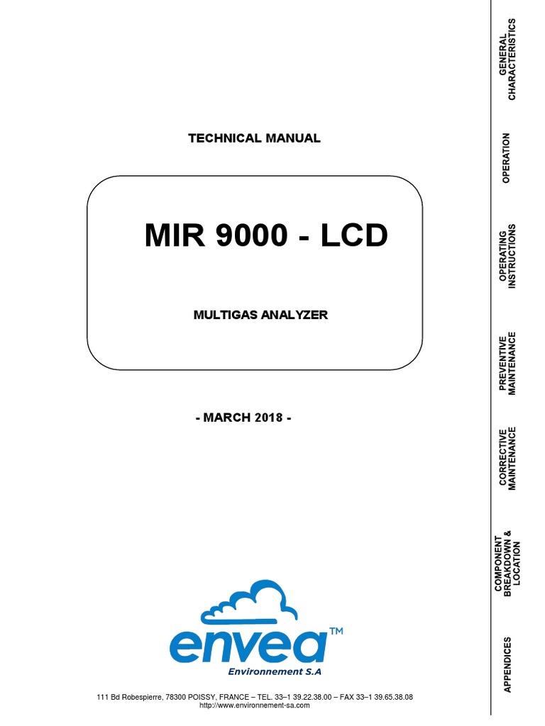 Envea Mir 9000 | PDF | Absorption Spectroscopy | Infrared