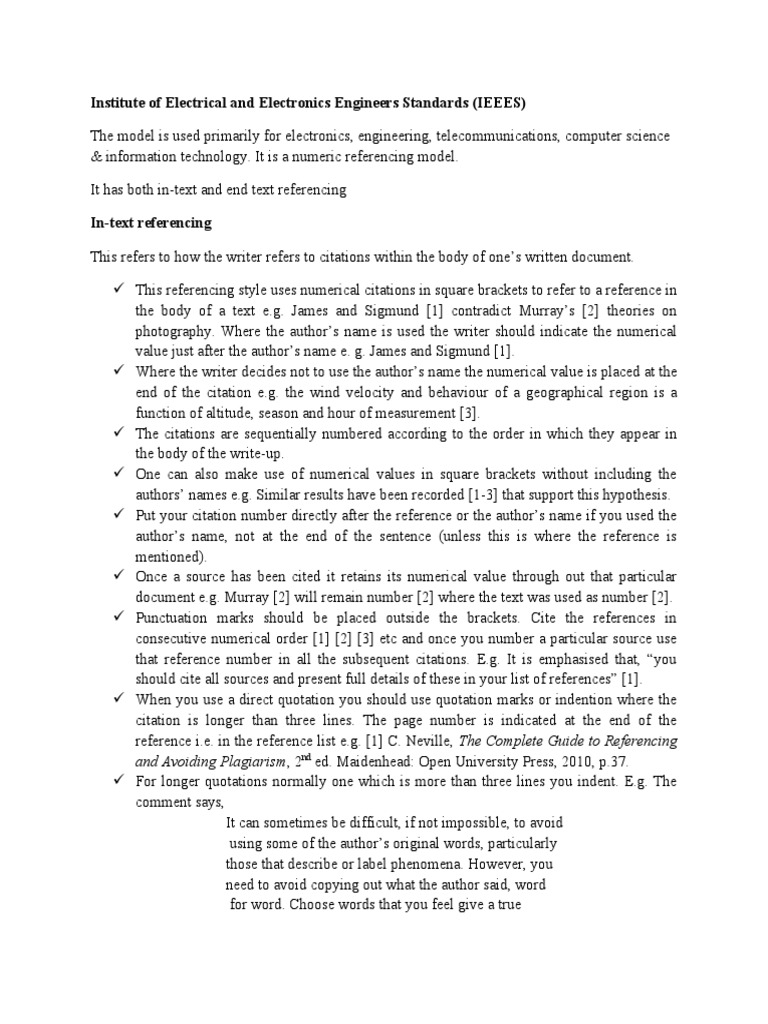 Academic Referencing - Institute of Electrical and Electronics ...
