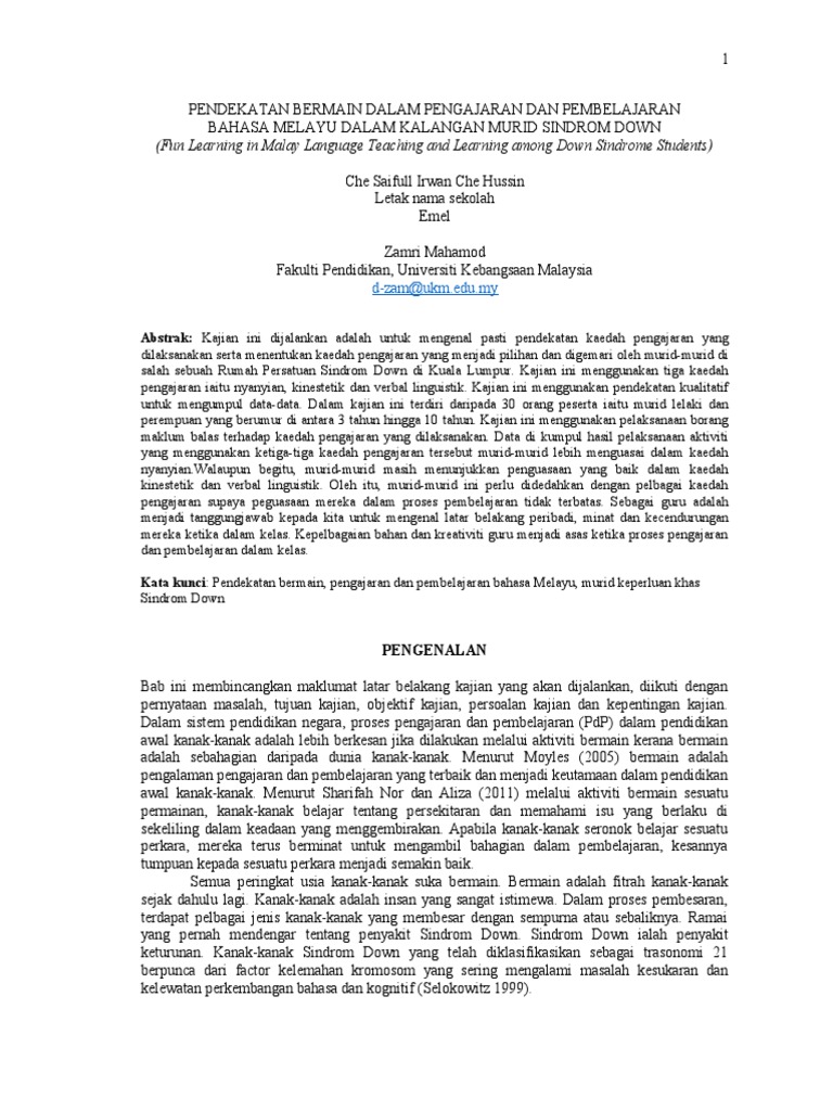42.che Saifull-Pendekatan Bermain DLM PDP Murid Sindrom Down | PDF ...