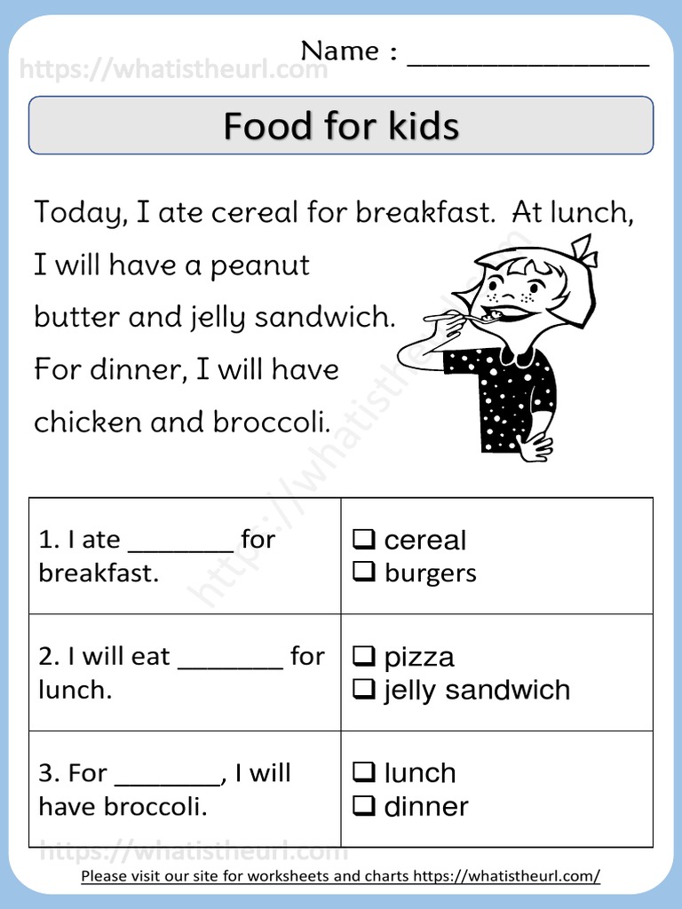 Food For Kids Reading Comprehension For Kids | PDF | Lifestyle