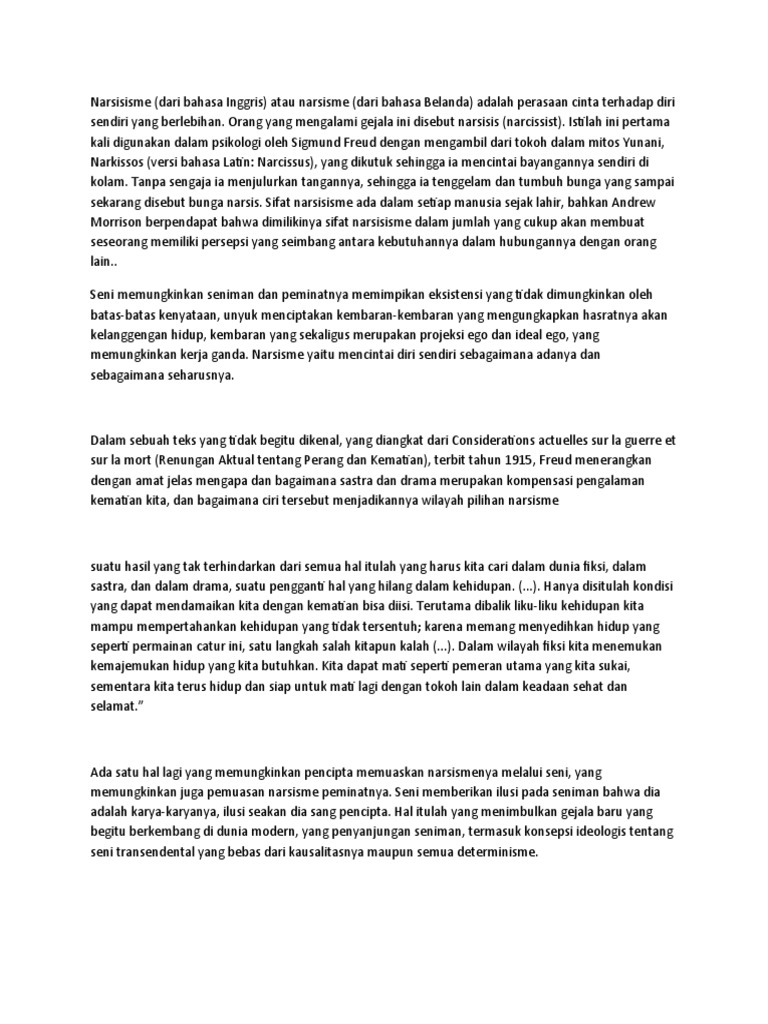 Memahami Narsisme dan Jenisnya | PDF | Filsafat | Fiksi Umum