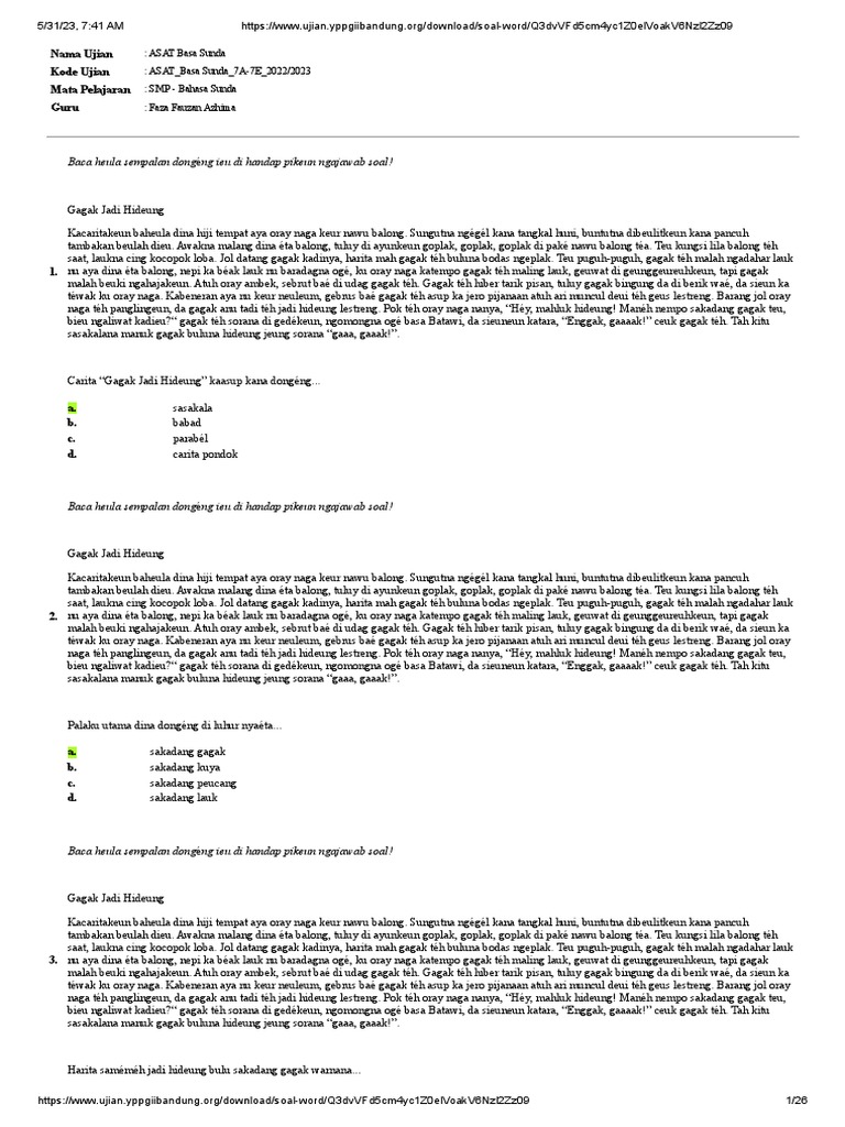 Soal Asat 2023 Pdf