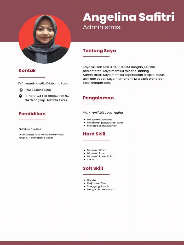 CV - Angelina Safitri | PDF