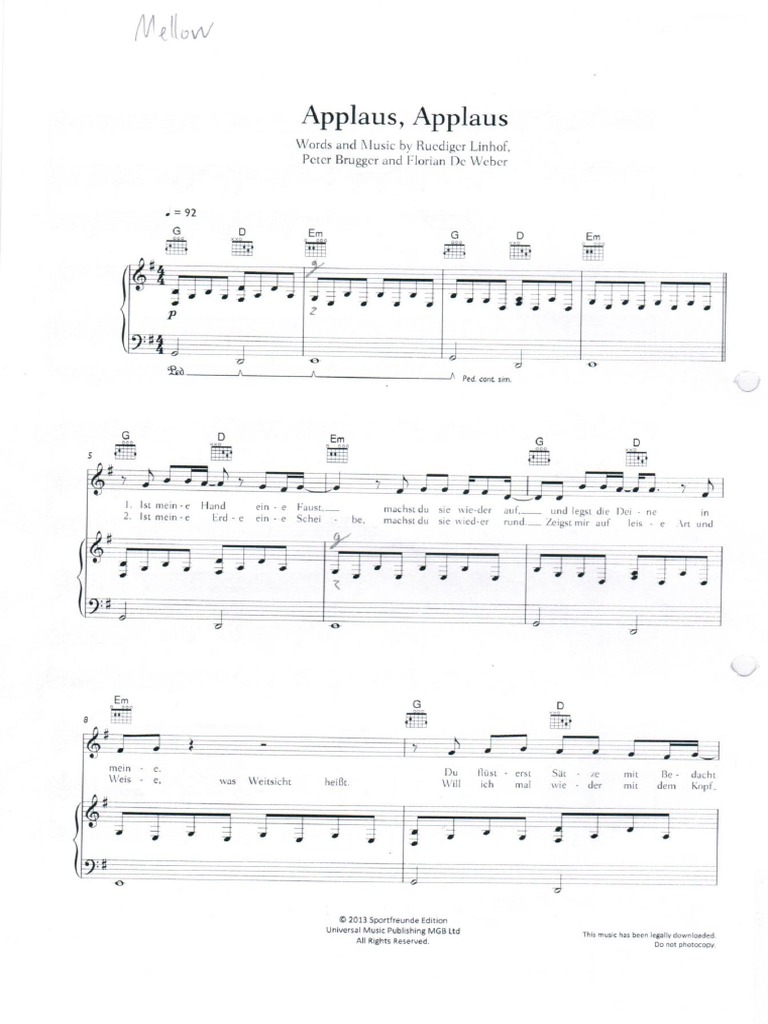Applaus, Applaus - Sportfreunde Stiller | PDF