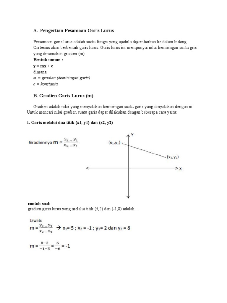 MATERI PERSAMAAN GARIS LURUS | PDF