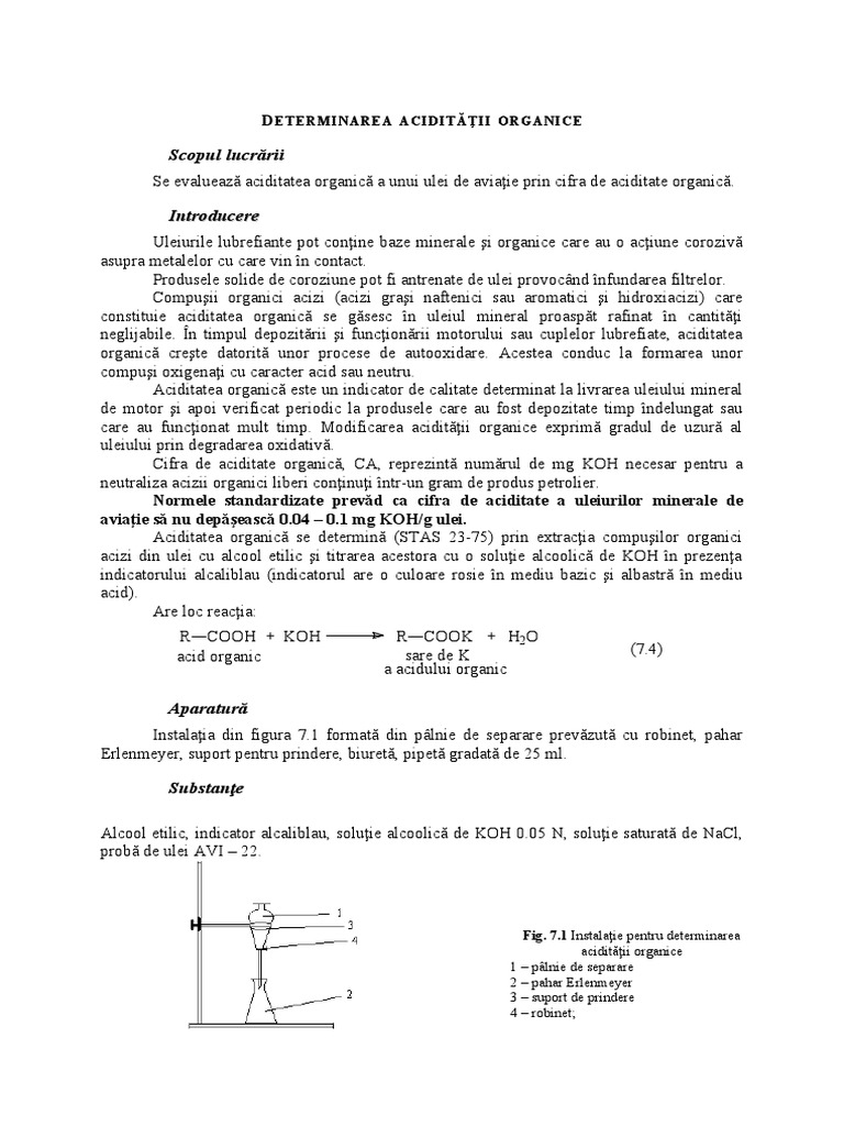 Determinarea Aciditatii Organice | PDF