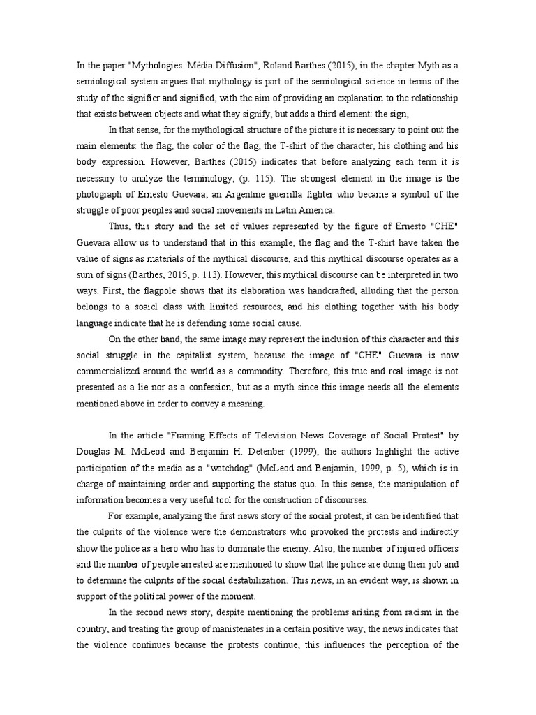 Reflection Paper - "Mythologies. Média Diffusion", Roland Barthes (2015 ...