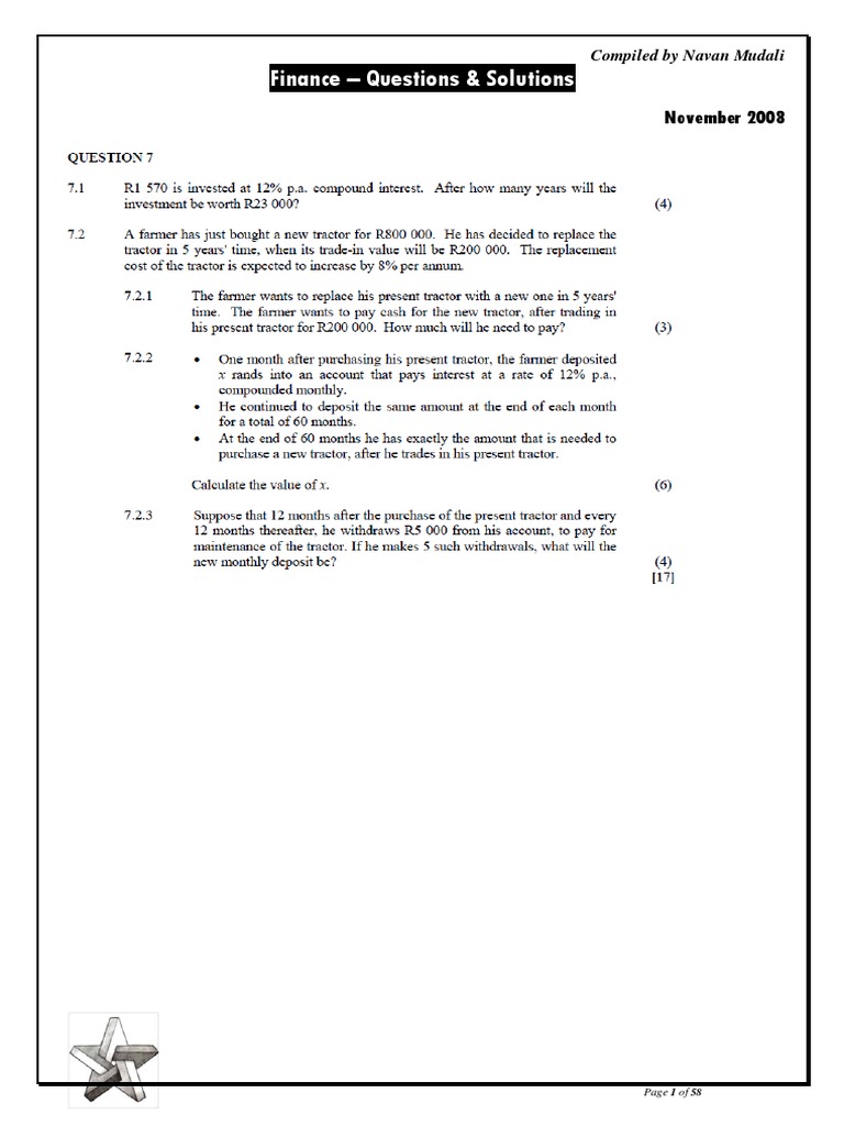 Finance Questions and Solutions | PDF | Private Sector | Liability ...