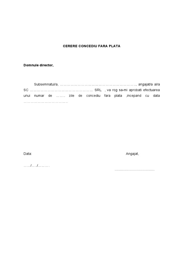 Model Cerere Concediu de Odihna | PDF