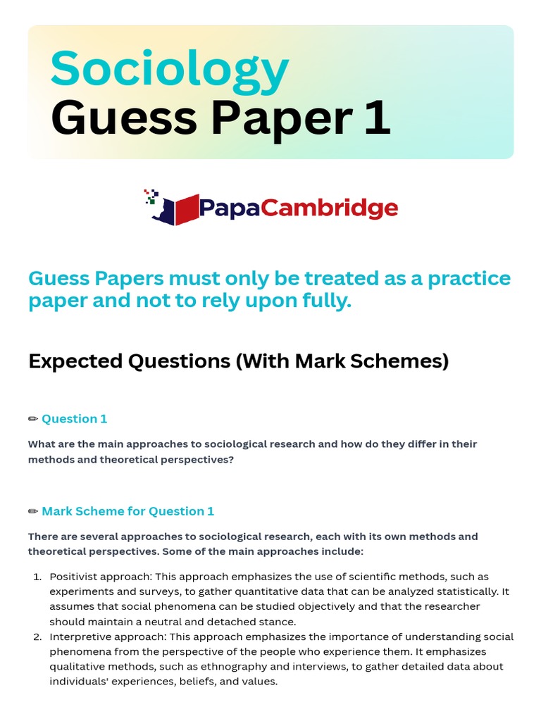 Sociology 9699 Paper 1 | PDF | Methodology | Qualitative Research