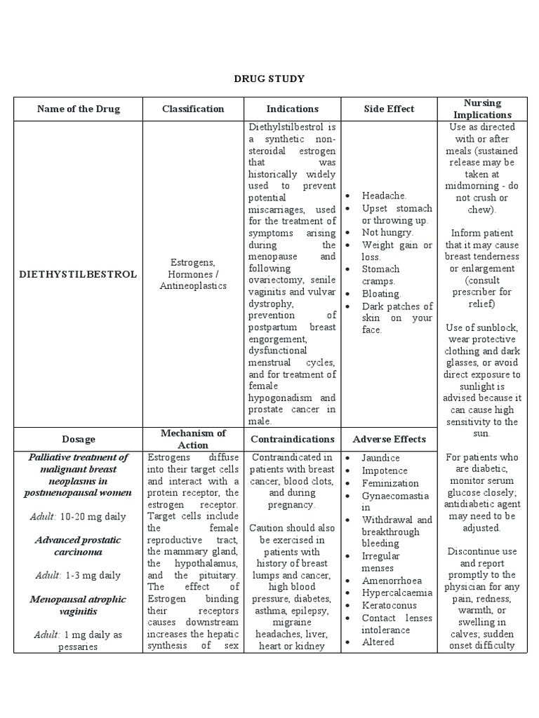 Diethylstilbestrol Overview and Use | PDF