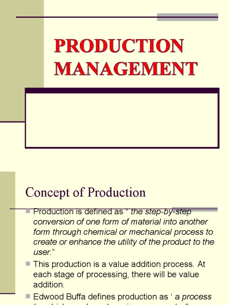 Production Management | PDF | Factors Of Production | Economies