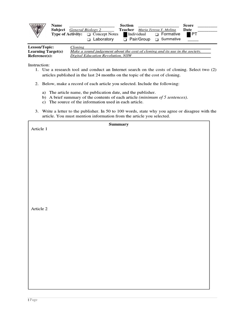 LAS15 - Performance Task | PDF | Information | Communication