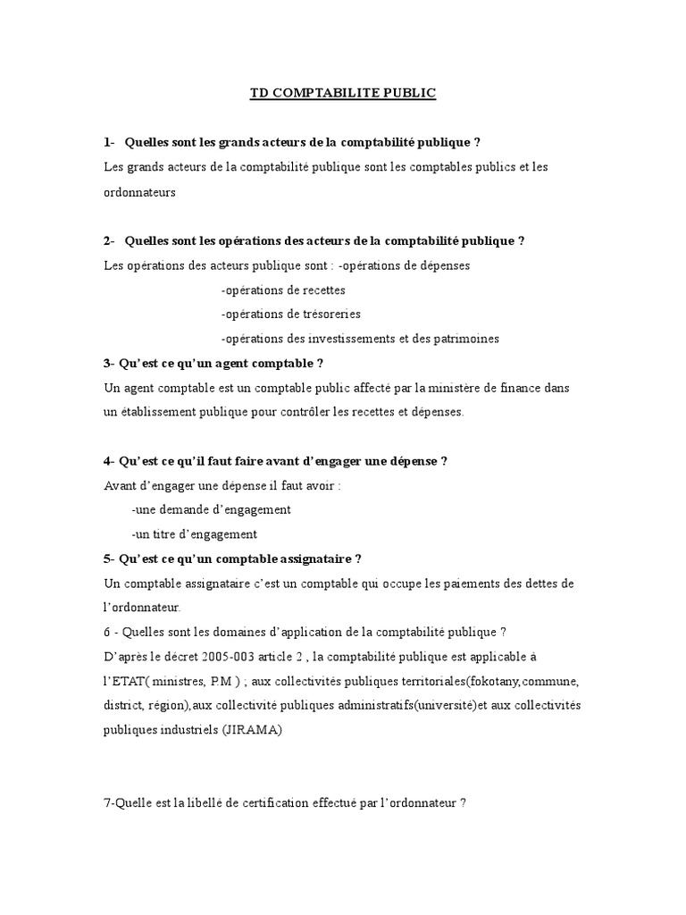 TD Comptabilite Public | PDF TD Comptabilite Public | PDF