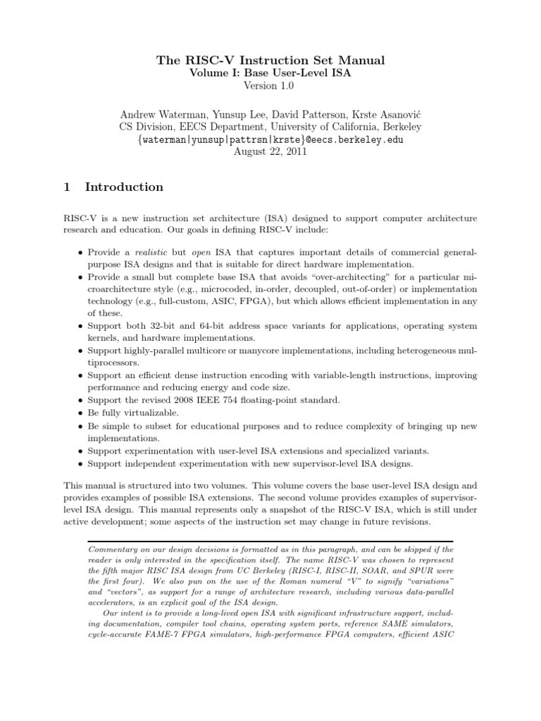 Riscv Spec | PDF | Instruction Set | 64 Bit Computing