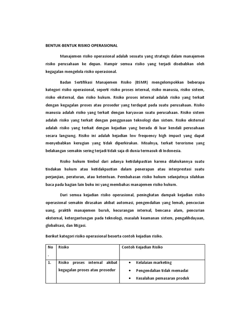 Jenis dan Contoh Risiko Operasional | PDF | Komputer