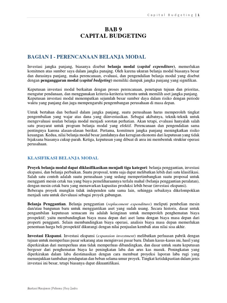 Bab 9 - Capital Budgeting Fix | PDF