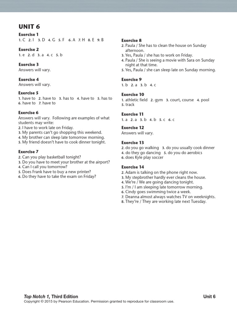 Top Notch 1B Workbook Answer Key Third Edition | PDF | Clothing