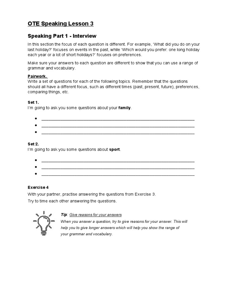 OTE Speaking Lesson 3 | PDF | Cognitive Science | Cognition