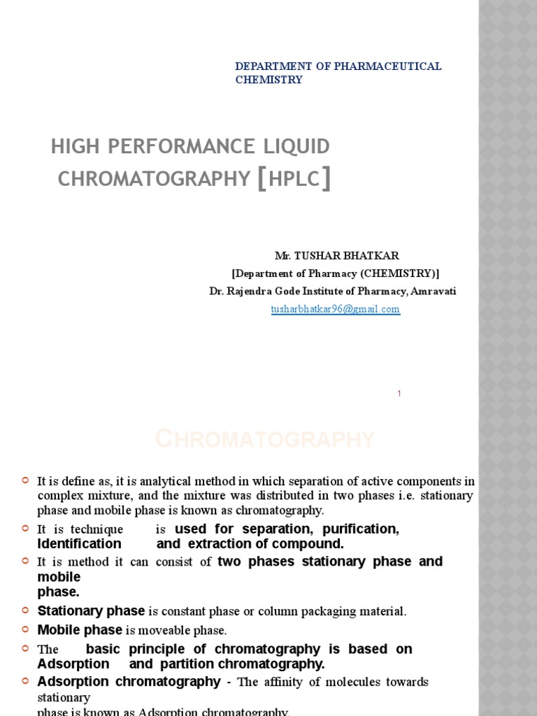 Hplc Pdf Chromatography High Performance Liquid Chromatography