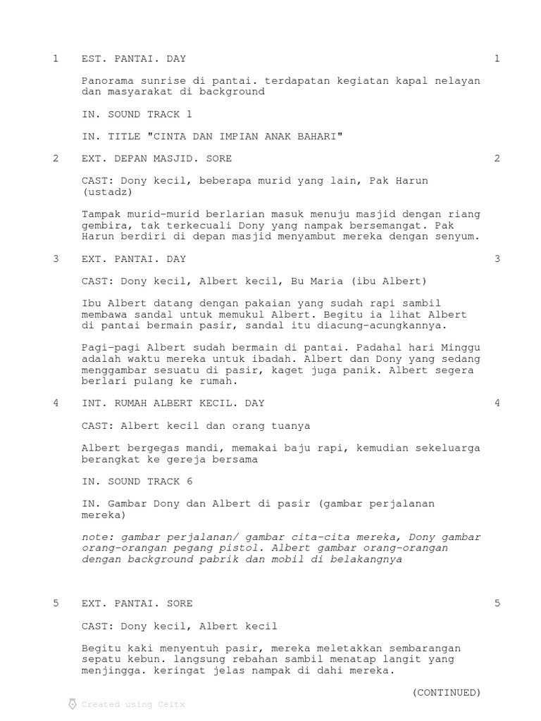 Script Draft 3 - Cinta Dan Impian Anak Bahari | PDF