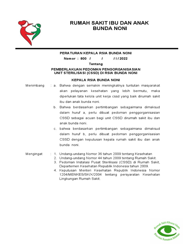 SK Kebijakan CSSD 2022 | PDF | Pengelolaan Keuangan & Uang