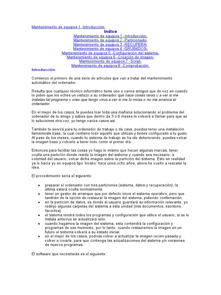 Mantenimiento de Equipos Informaticos Tutorial | PDF | Archivo de computadora | Arranque