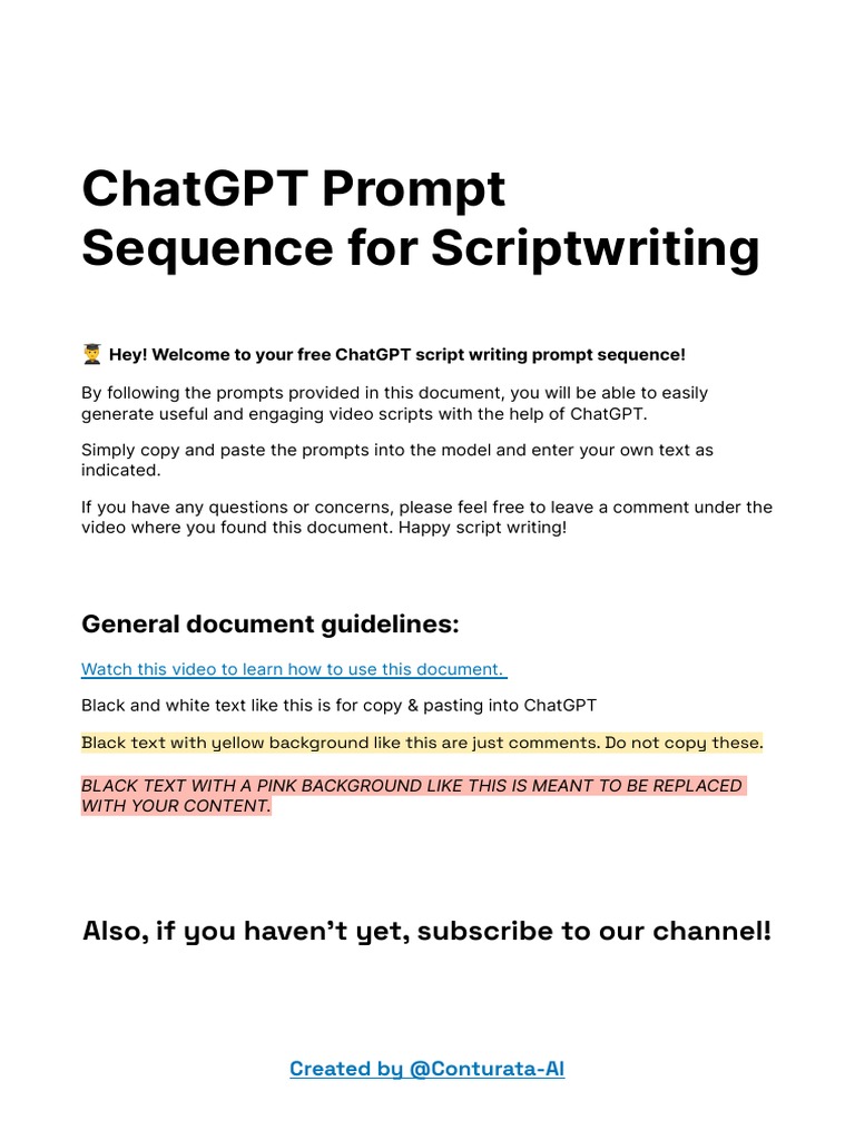 ChatGPT Prompt Sequence For Scriptwriting | PDF | Storytelling | Screenwriting
