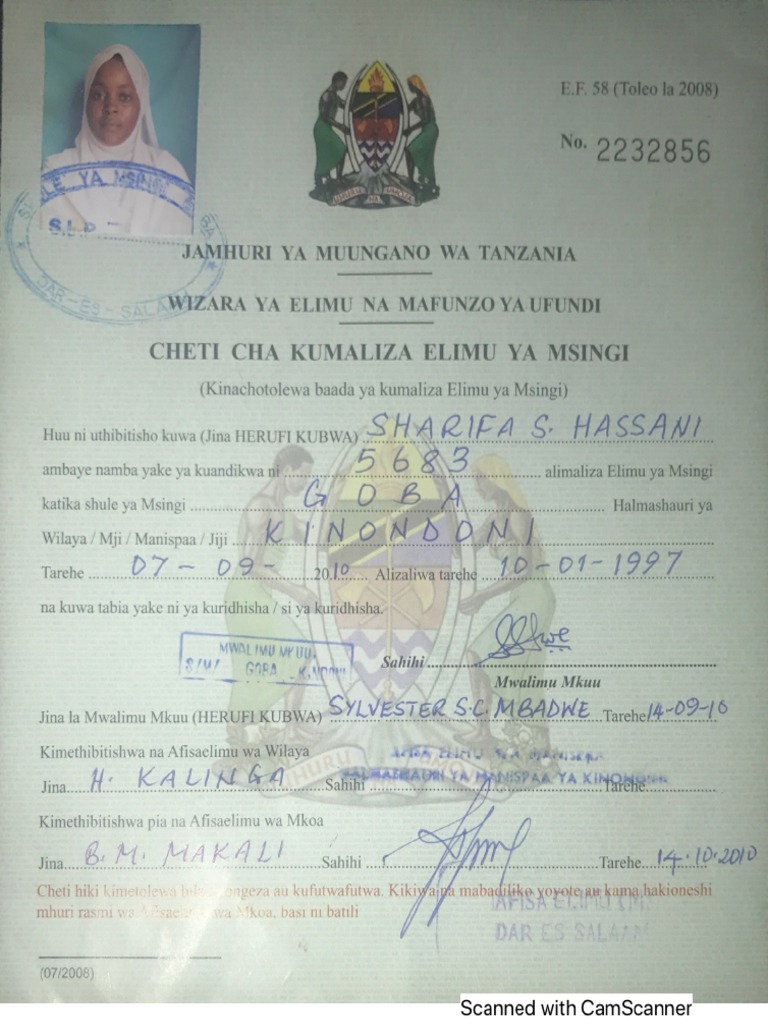 Cheti Cha La Saba | PDF