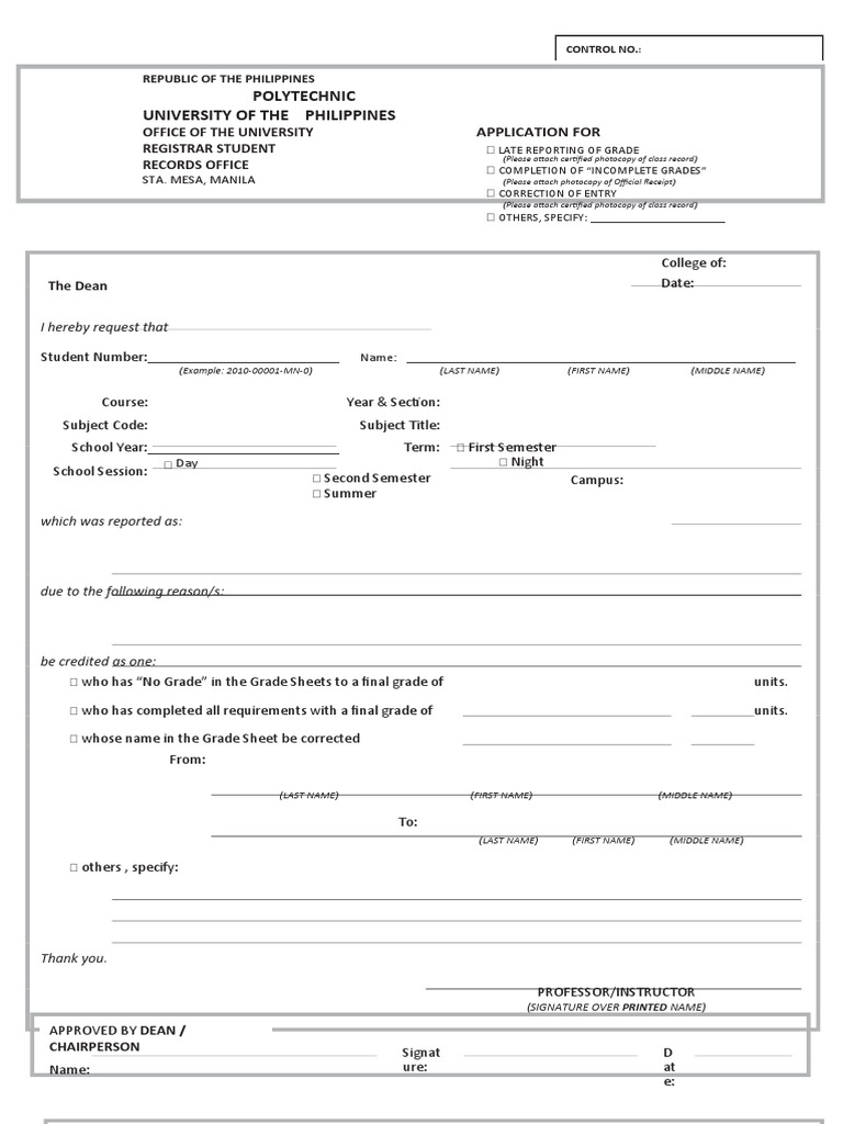 Student Grade Adjustment Form | PDF
