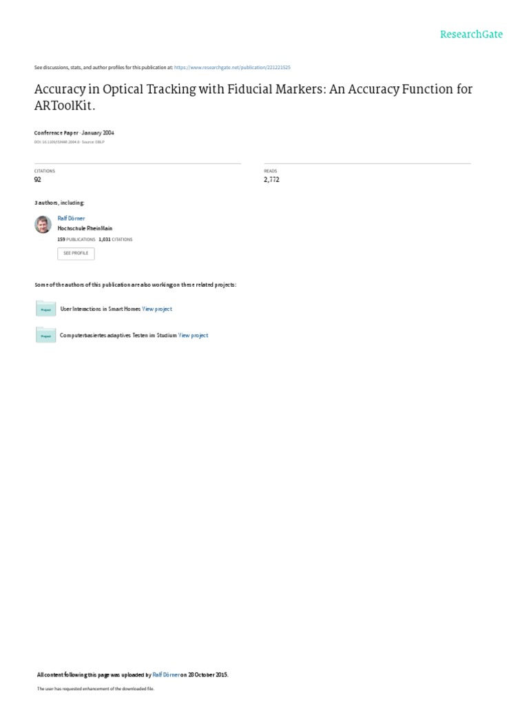 Accuracy in Optical Tracking With Fiducial Markers | PDF | Accuracy And ...
