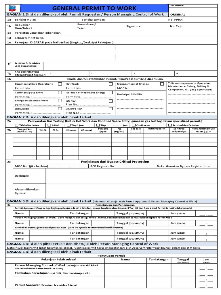 05A General Permit To Work - Bahasa | PDF
