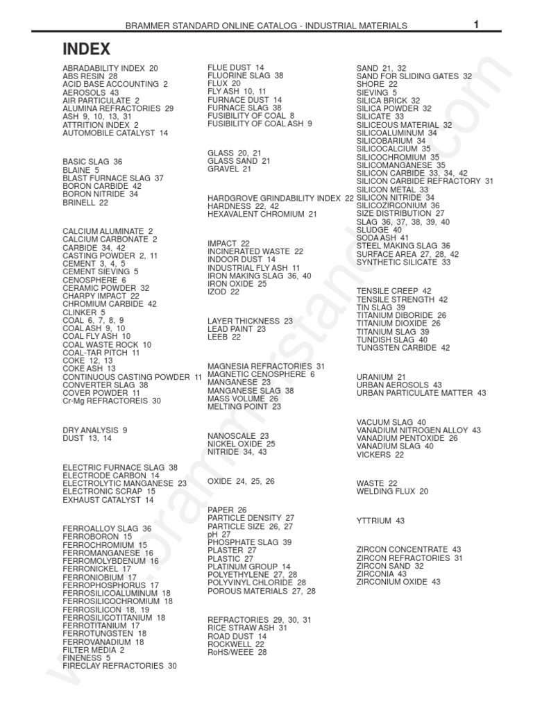 Brammer Standard Industrial Catalog | PDF | Refractory | Fly Ash