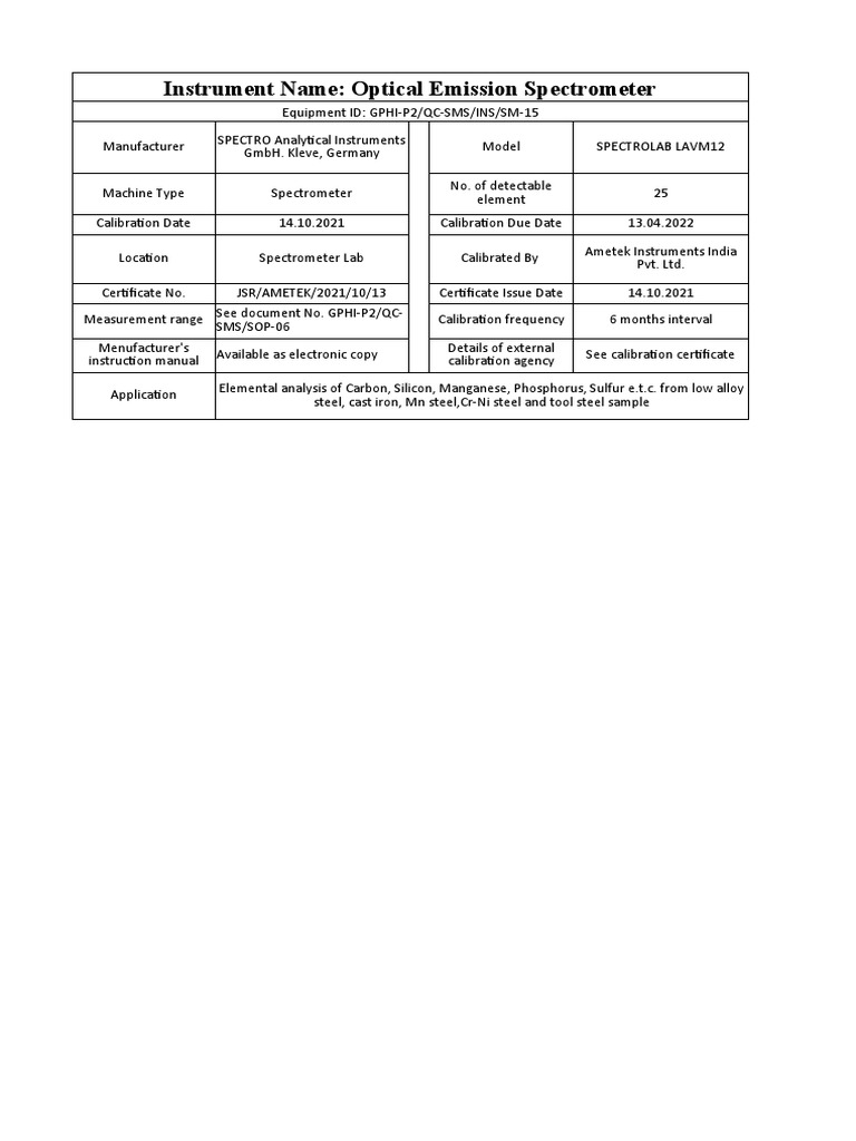Name Plate Format | PDF | Calibration | Analytical Chemistry