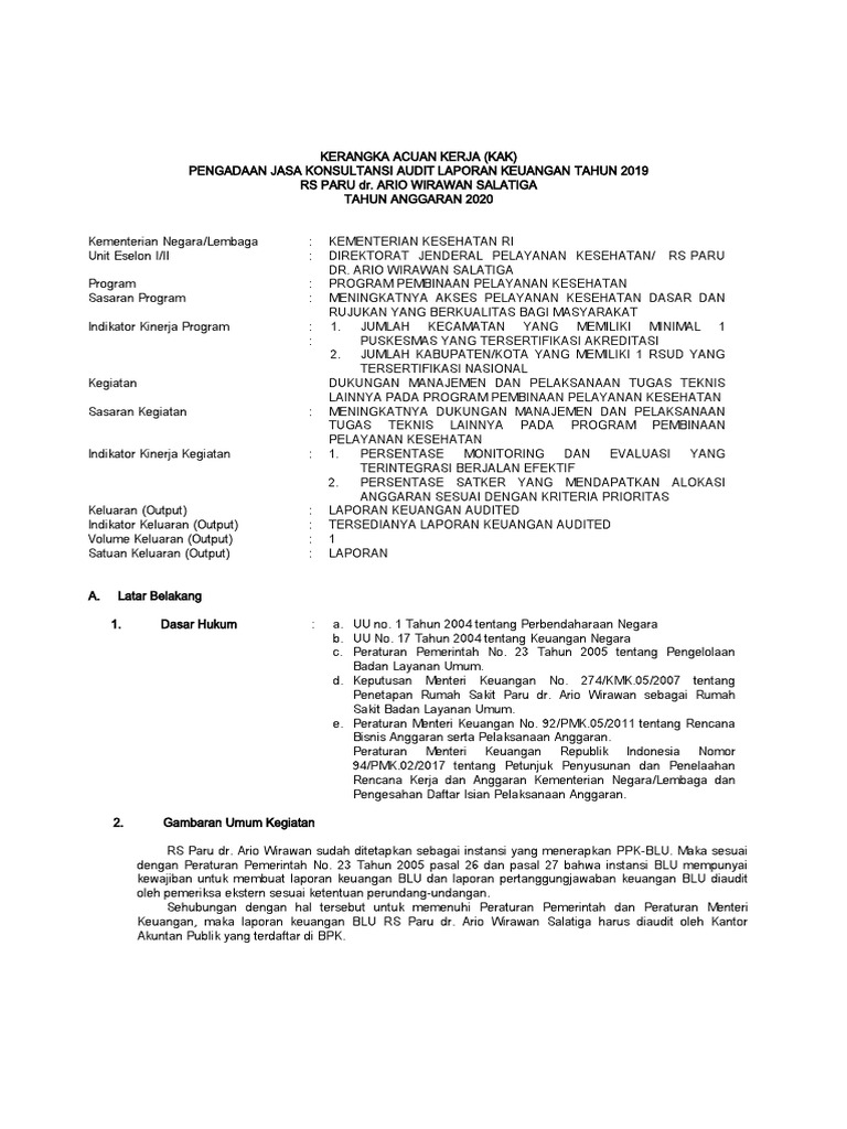 Audit Laporan Keuangan RS Paru 2019 | PDF