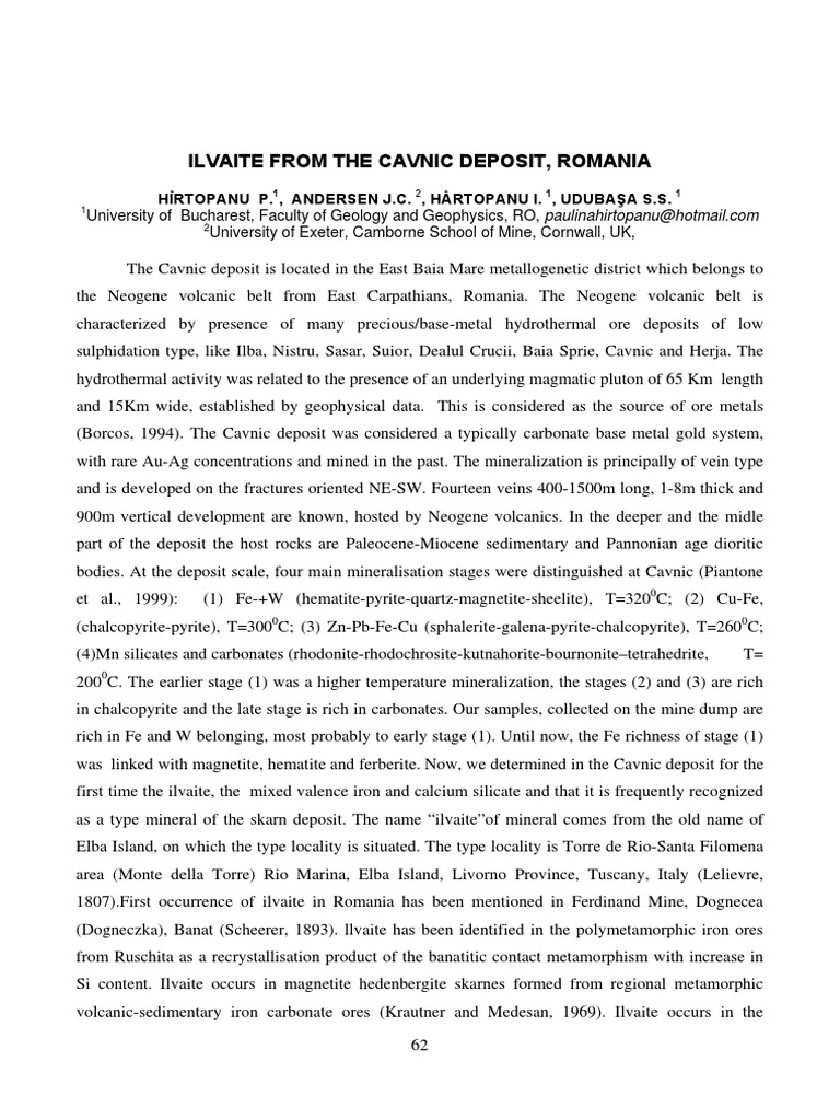 Ilvaite From The Cavnic Deposit, Romania | Download Free PDF | Minerals ...