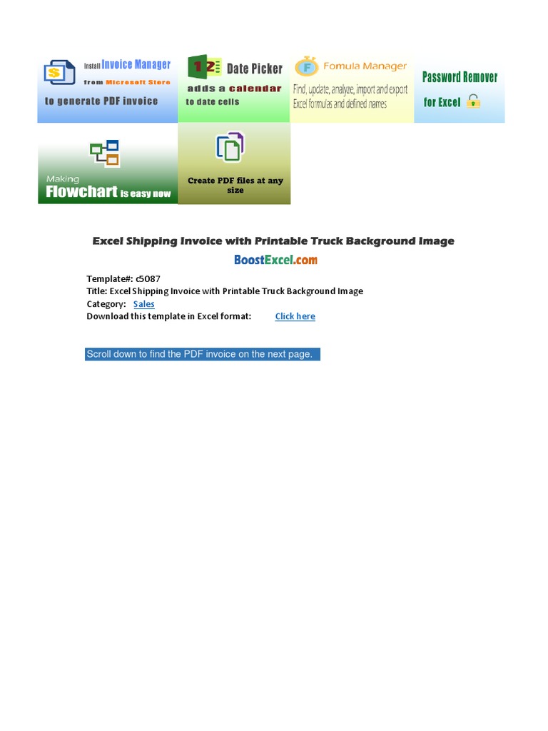 Excel Shipping Invoice Truck Background | PDF | Invoice | Government ...