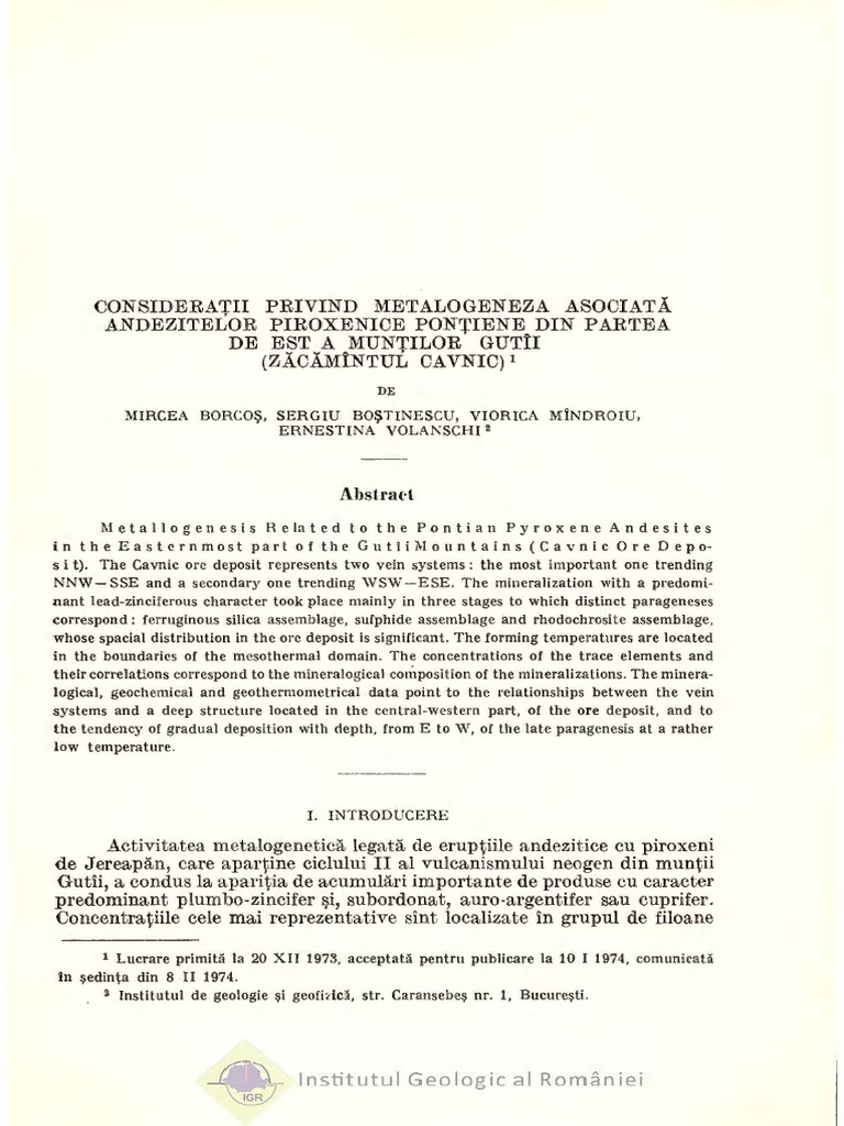 Extras Studii Geologice Si Metalogenetice in Muntii Oas-Gutai ...