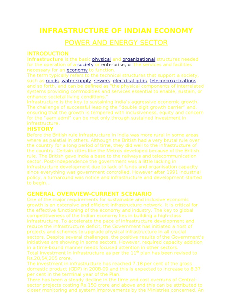 Infrastructure of Indian Economy: Power and Energy Sector | PDF ...