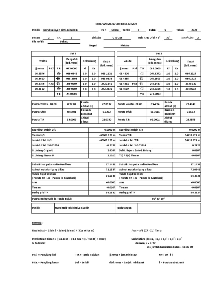 Cerapan Matahari Traverse | PDF