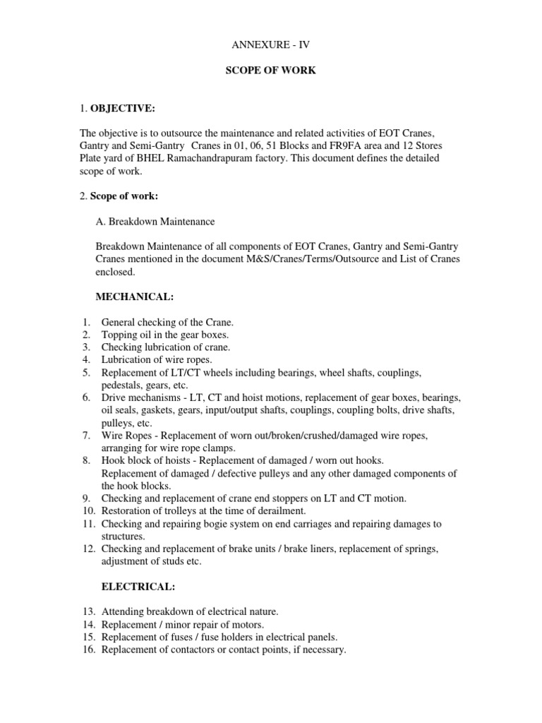 t19(scope-of-work)-1436846899 (1) | PDF | Crane (Machine) | Switch